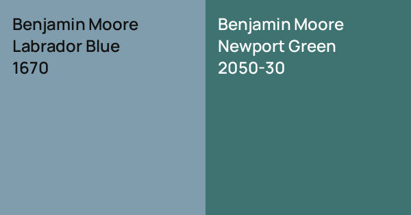 Benjamin Moore Labrador Blue vs. Benjamin Moore Newport Green comparison