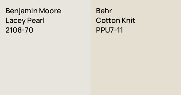 Benjamin Moore Lacey Pearl vs. Behr Cotton Knit comparison