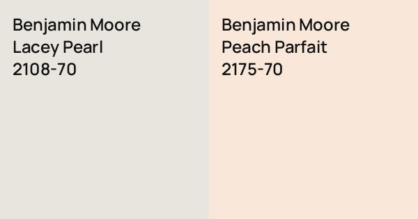 Benjamin Moore Lacey Pearl vs. Benjamin Moore Peach Parfait comparison