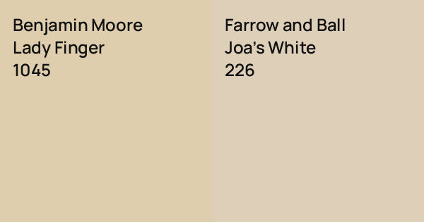 Benjamin Moore Lady Finger vs. Farrow and Ball Joa's White comparison