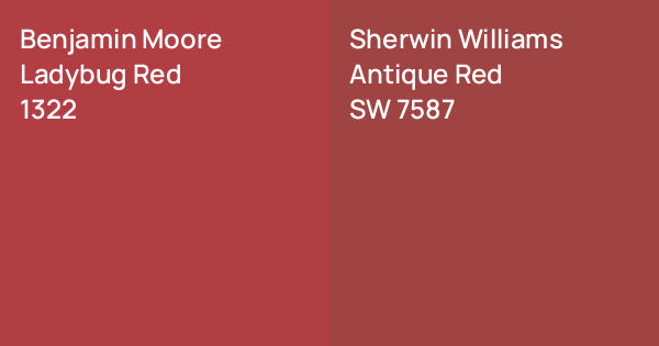 Benjamin Moore Ladybug Red vs. Sherwin Williams Antique Red comparison