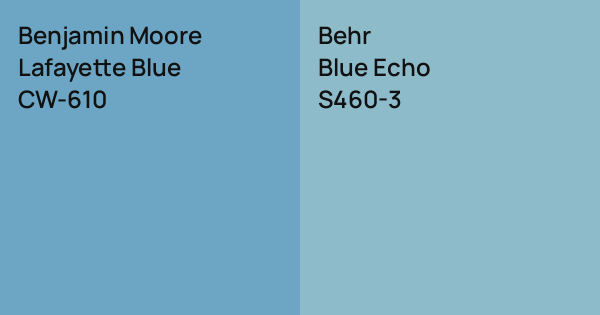 Benjamin Moore Lafayette Blue vs. Behr Blue Echo comparison