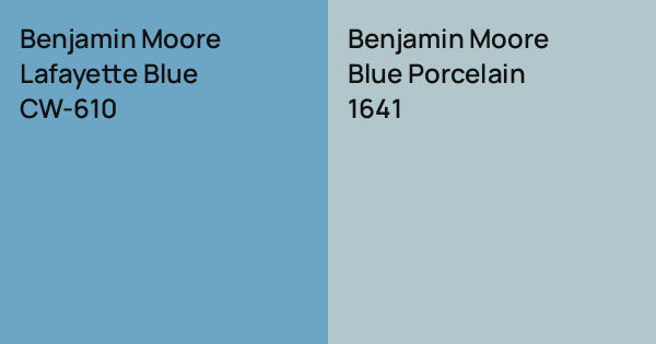 Benjamin Moore Lafayette Blue vs. Benjamin Moore Blue Porcelain comparison