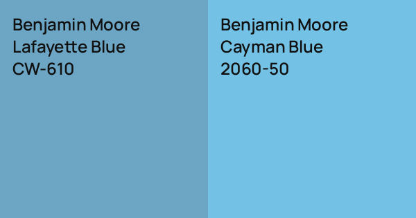 Benjamin Moore Lafayette Blue vs. Benjamin Moore Cayman Blue comparison