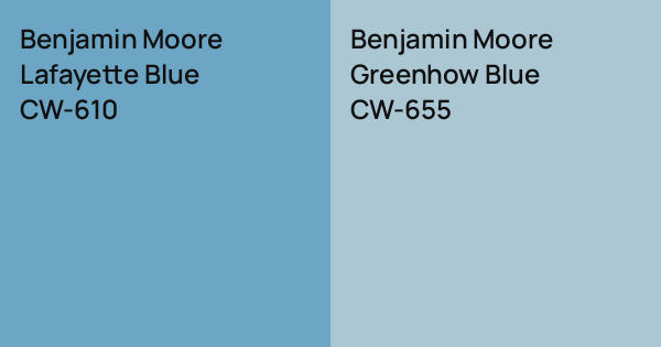 Benjamin Moore Lafayette Blue vs. Benjamin Moore Greenhow Blue comparison