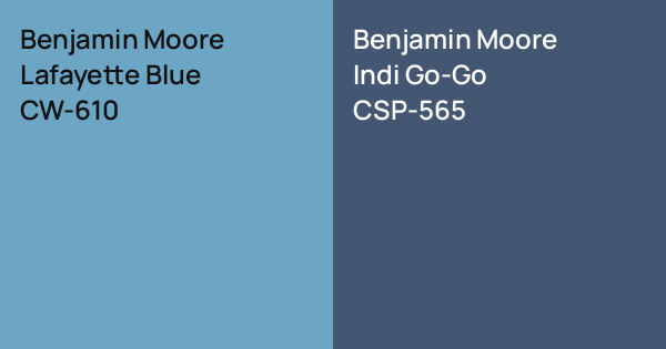 Benjamin Moore Lafayette Blue vs. Benjamin Moore Indi Go-Go comparison