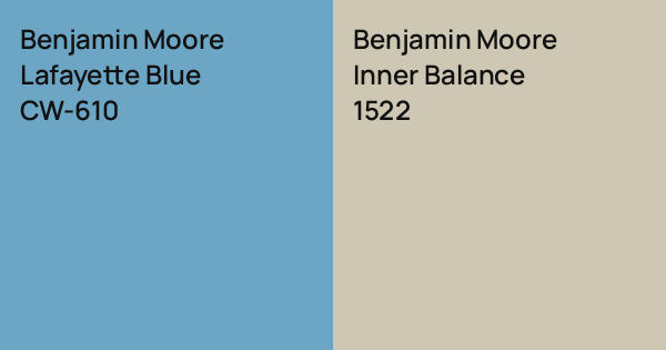 Benjamin Moore Lafayette Blue vs. Benjamin Moore Inner Balance comparison