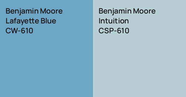 Benjamin Moore Lafayette Blue vs. Benjamin Moore Intuition comparison