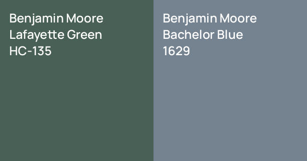 Benjamin Moore Lafayette Green vs. Benjamin Moore Bachelor Blue comparison