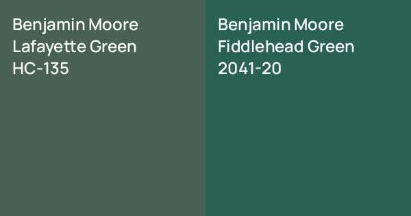 Benjamin Moore Lafayette Green vs. Benjamin Moore Fiddlehead Green ...