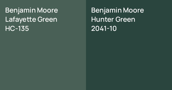 Benjamin Moore Lafayette Green vs. Benjamin Moore Hunter Green comparison