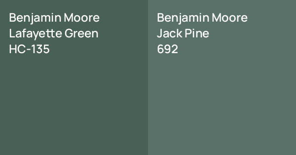 Benjamin Moore Lafayette Green vs. Benjamin Moore Jack Pine comparison