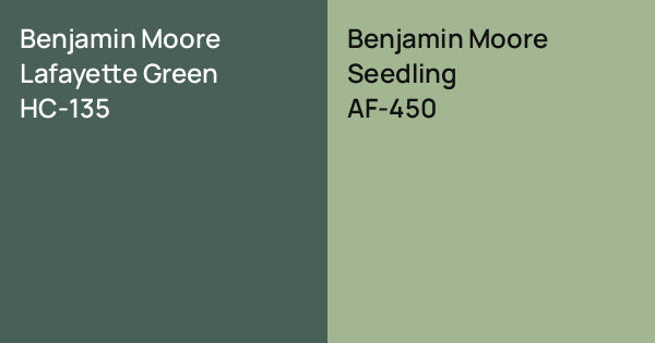 Benjamin Moore Lafayette Green vs. Benjamin Moore Seedling comparison