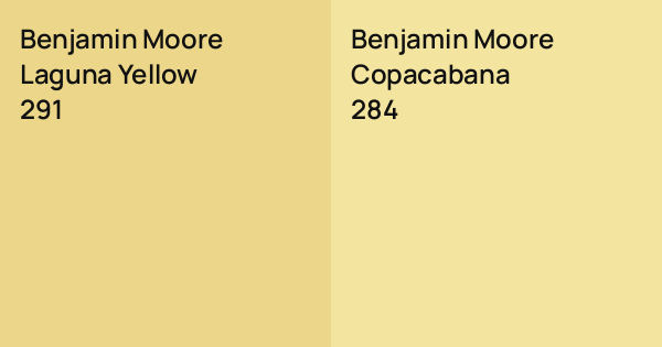 Benjamin Moore Laguna Yellow vs. Benjamin Moore Copacabana comparison
