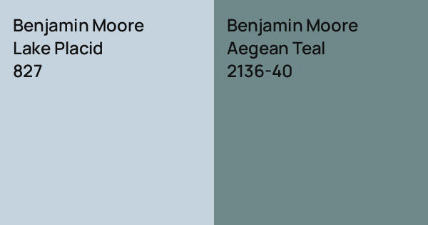 Benjamin Moore Lake Placid vs. Benjamin Moore Aegean Teal comparison