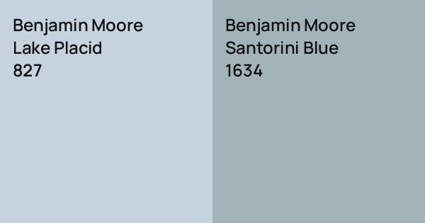 Benjamin Moore Lake Placid vs. Benjamin Moore Santorini Blue comparison