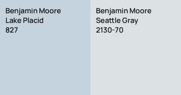 Benjamin Moore Lake Placid vs. Benjamin Moore Seattle Gray comparison