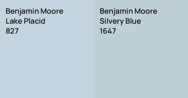 Benjamin Moore Lake Placid vs. Benjamin Moore Silvery Blue comparison