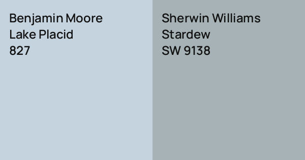 Benjamin Moore Lake Placid vs. Sherwin Williams Stardew comparison