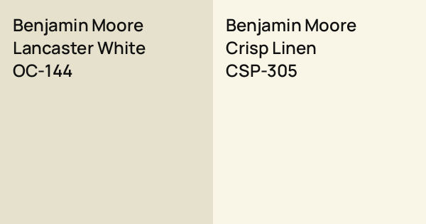 Benjamin Moore Lancaster White vs. Benjamin Moore Crisp Linen comparison