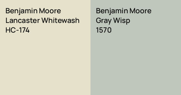 Benjamin Moore Lancaster Whitewash vs. Benjamin Moore Gray Wisp comparison