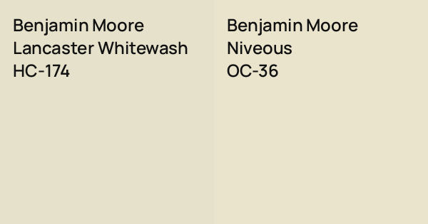 Benjamin Moore Lancaster Whitewash vs. Benjamin Moore Niveous comparison