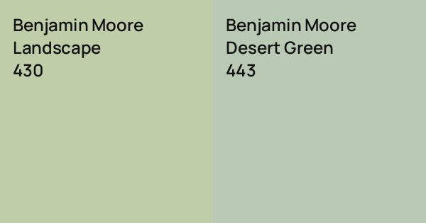 Benjamin Moore Landscape vs. Benjamin Moore Desert Green comparison
