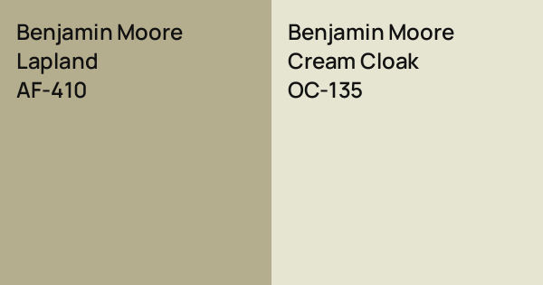 Benjamin Moore Lapland vs. Benjamin Moore Cream Cloak comparison