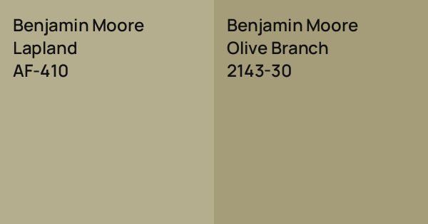 Benjamin Moore Lapland vs. Benjamin Moore Olive Branch comparison