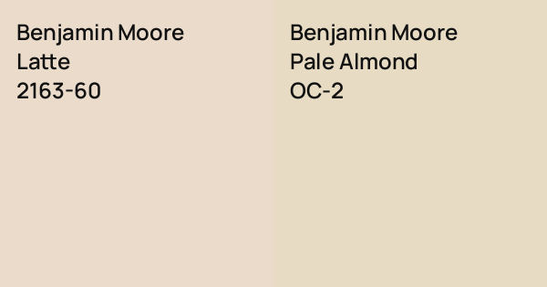 Benjamin Moore Latte vs. Benjamin Moore Pale Almond comparison