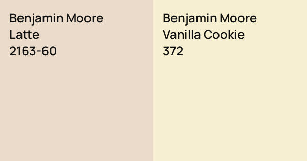Benjamin Moore Latte vs. Benjamin Moore Vanilla Cookie comparison