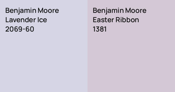 Benjamin Moore Lavender Ice vs. Benjamin Moore Easter Ribbon comparison