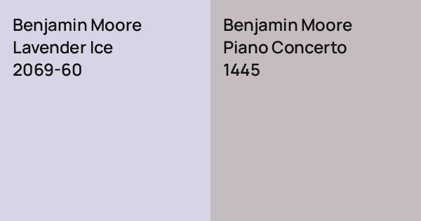 Benjamin Moore Lavender Ice vs. Benjamin Moore Piano Concerto comparison