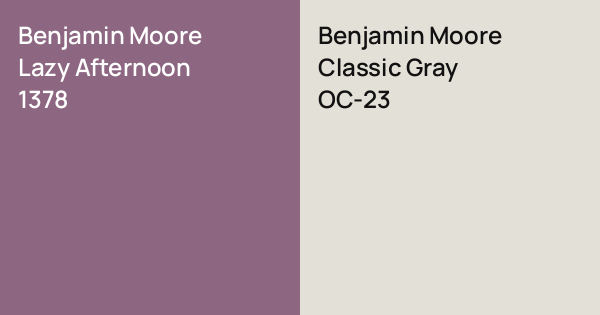 Benjamin Moore Lazy Afternoon vs. Benjamin Moore Classic Gray comparison