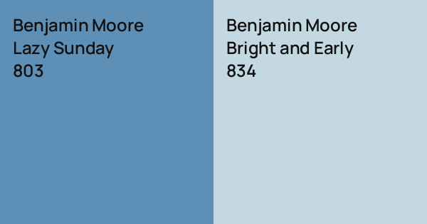 Benjamin Moore Lazy Sunday vs. Benjamin Moore Bright and Early comparison