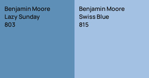 Benjamin Moore Lazy Sunday vs. Benjamin Moore Swiss Blue comparison