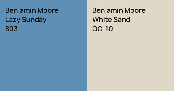Benjamin Moore Lazy Sunday vs. Benjamin Moore White Sand comparison