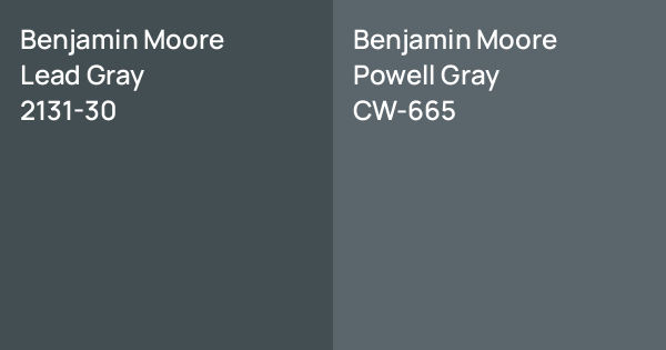 Benjamin Moore Lead Gray vs. Benjamin Moore Powell Gray comparison
