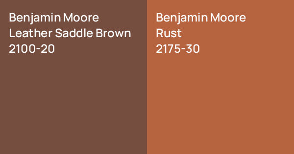 Benjamin Moore Leather Saddle Brown vs. Benjamin Moore Rust comparison