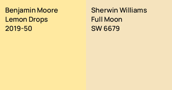 Benjamin Moore Lemon Drops vs. Sherwin Williams Full Moon comparison