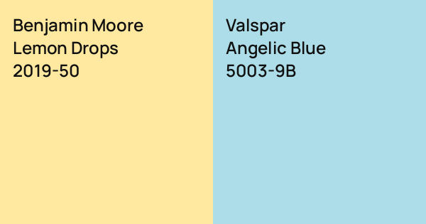 Benjamin Moore Lemon Drops vs. Valspar Angelic Blue comparison