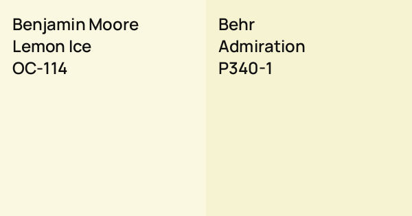 Benjamin Moore Lemon Ice vs. Behr Admiration comparison