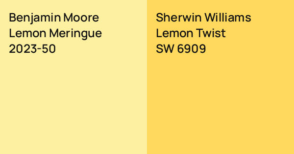 Benjamin Moore Lemon Meringue vs. Sherwin Williams Lemon Twist comparison