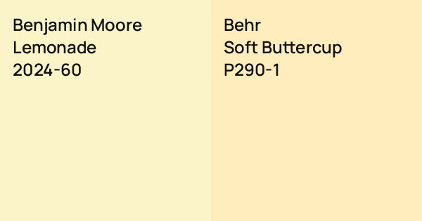 Benjamin Moore Lemonade vs. Behr Soft Buttercup comparison