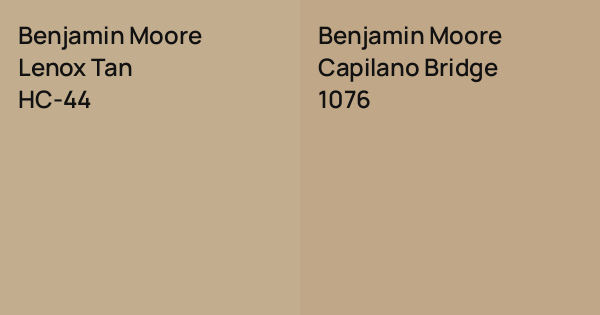 Benjamin Moore Lenox Tan vs. Benjamin Moore Capilano Bridge comparison