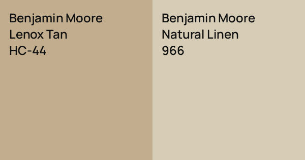 Benjamin Moore Lenox Tan vs. Benjamin Moore Natural Linen comparison