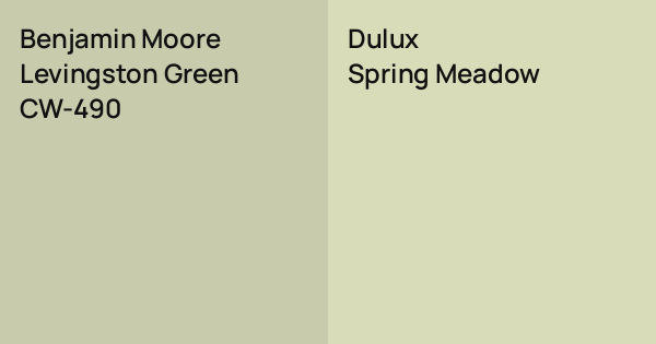 Benjamin Moore Levingston Green vs. Dulux Spring Meadow comparison