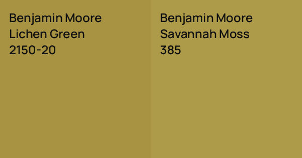Benjamin Moore Lichen Green vs. Benjamin Moore Savannah Moss comparison