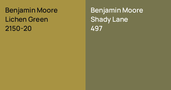 Benjamin Moore Lichen Green vs. Benjamin Moore Shady Lane comparison