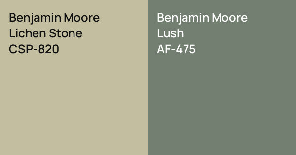 Benjamin Moore Lichen Stone vs. Benjamin Moore Lush comparison